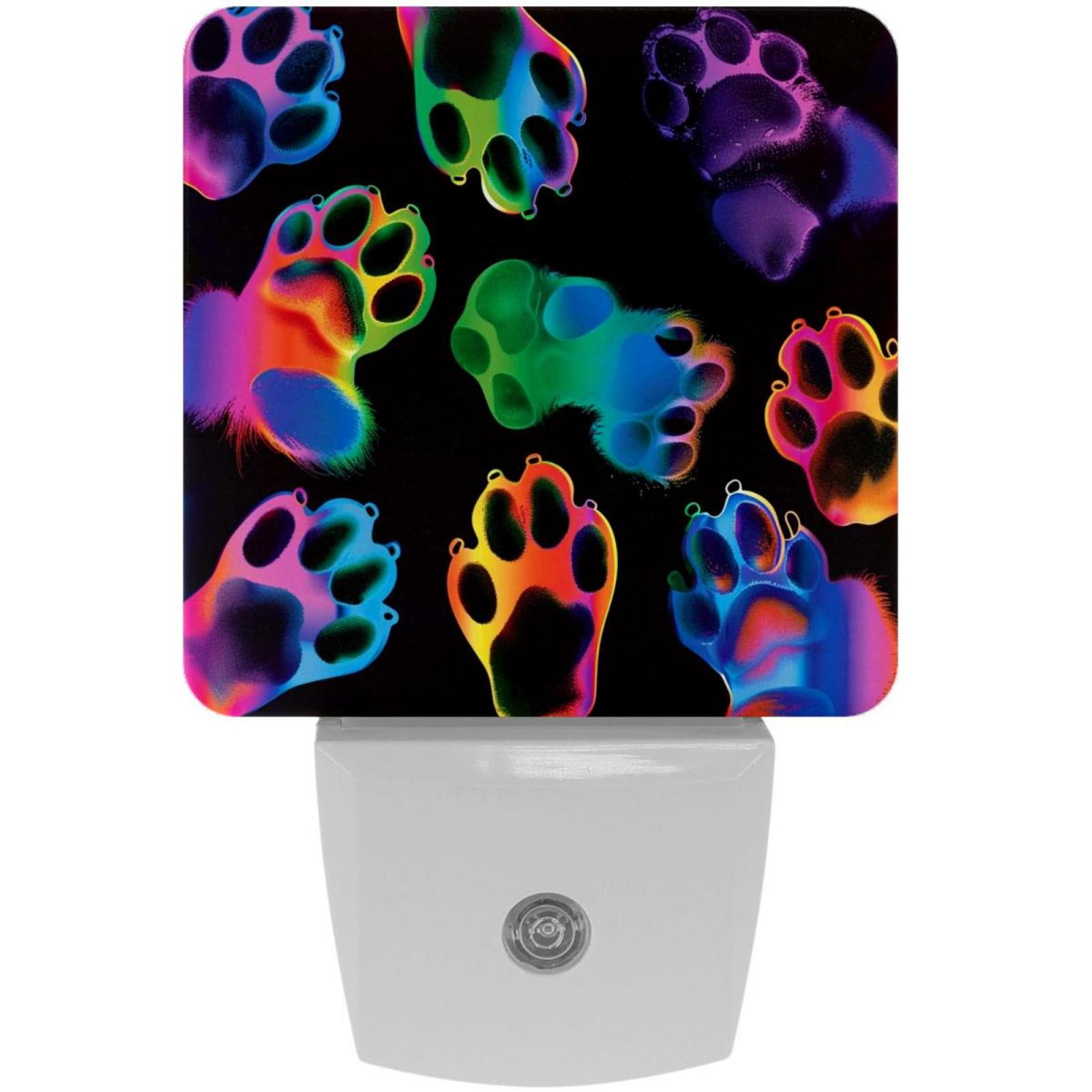 Paw Prints LED Square Night Lights - Energy Efficient Plug-in Wall Lamp ...