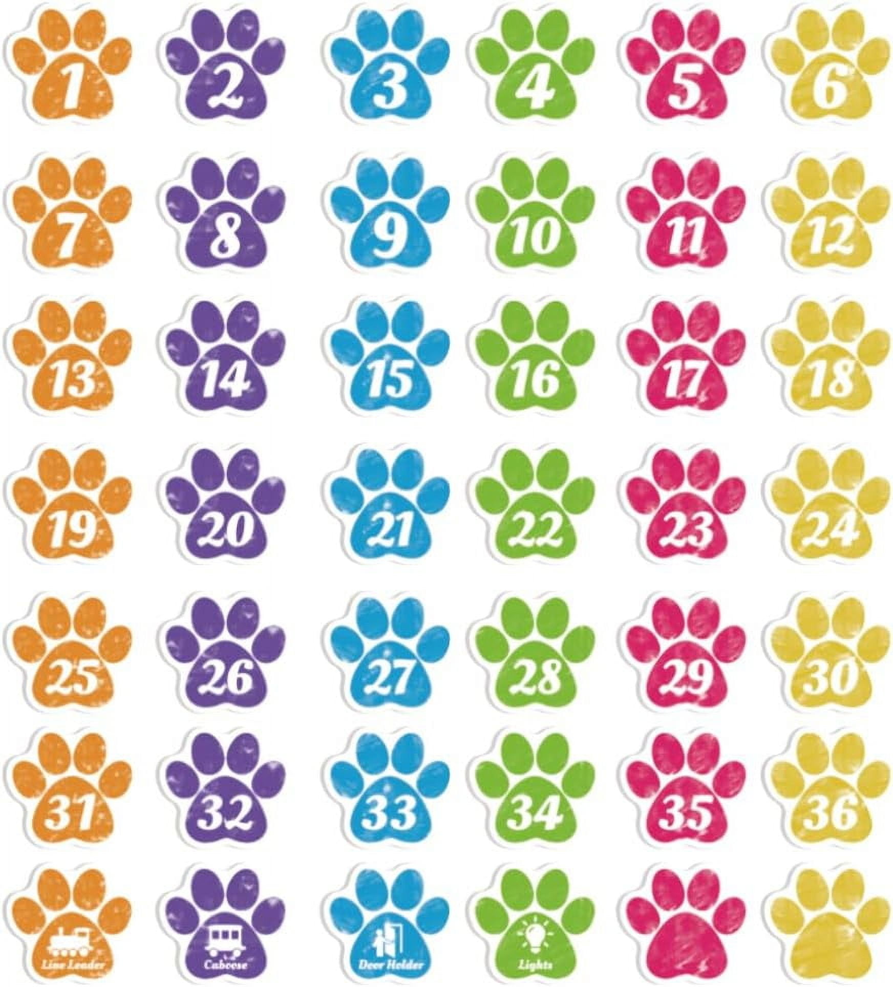 Paw Prints Number Marker Stickers Classroom Line Up Wall Decals 42 Pcs ...