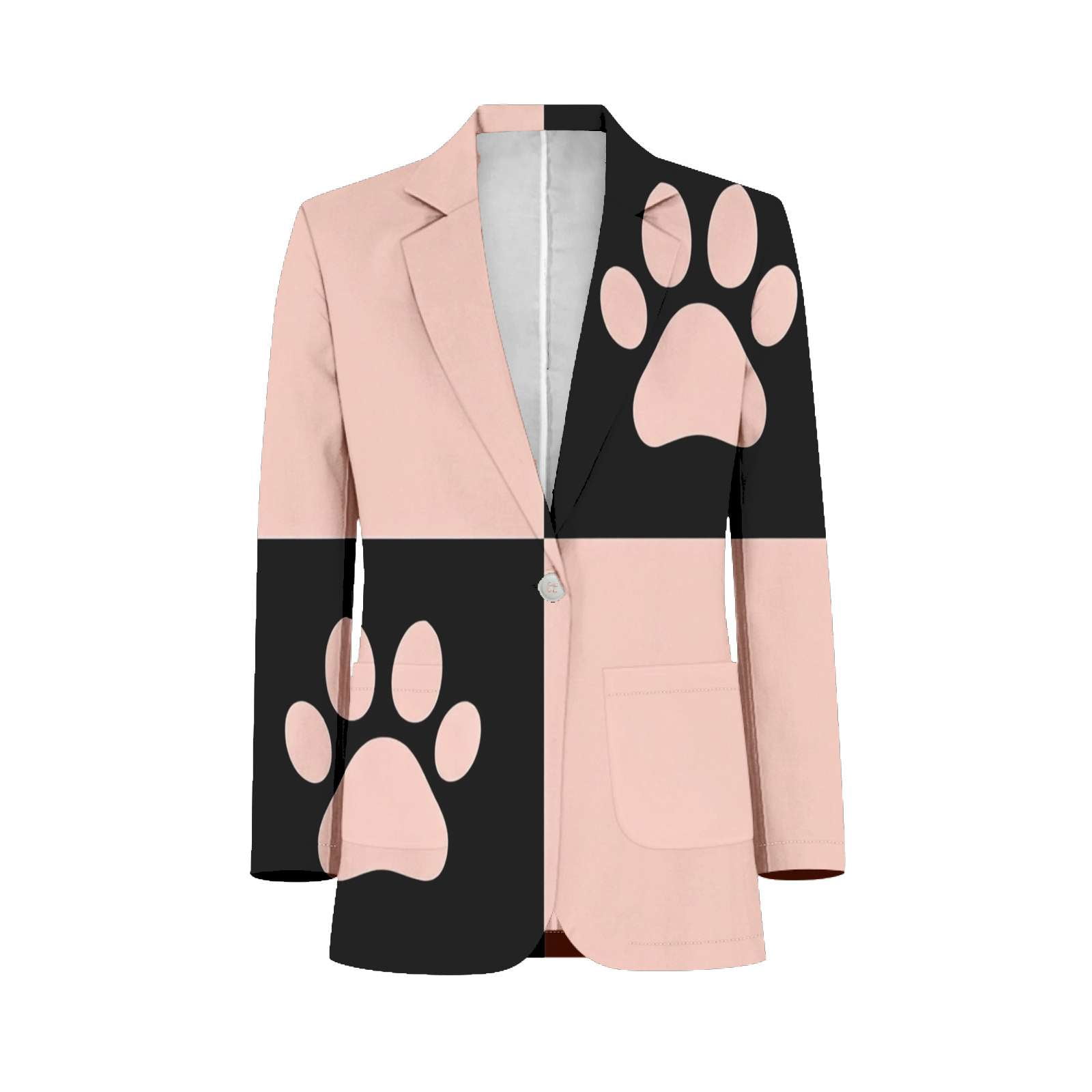 Paw Prints On Checkered Pattern Mens Suits Shawl Collar Slim Fit Suit ...