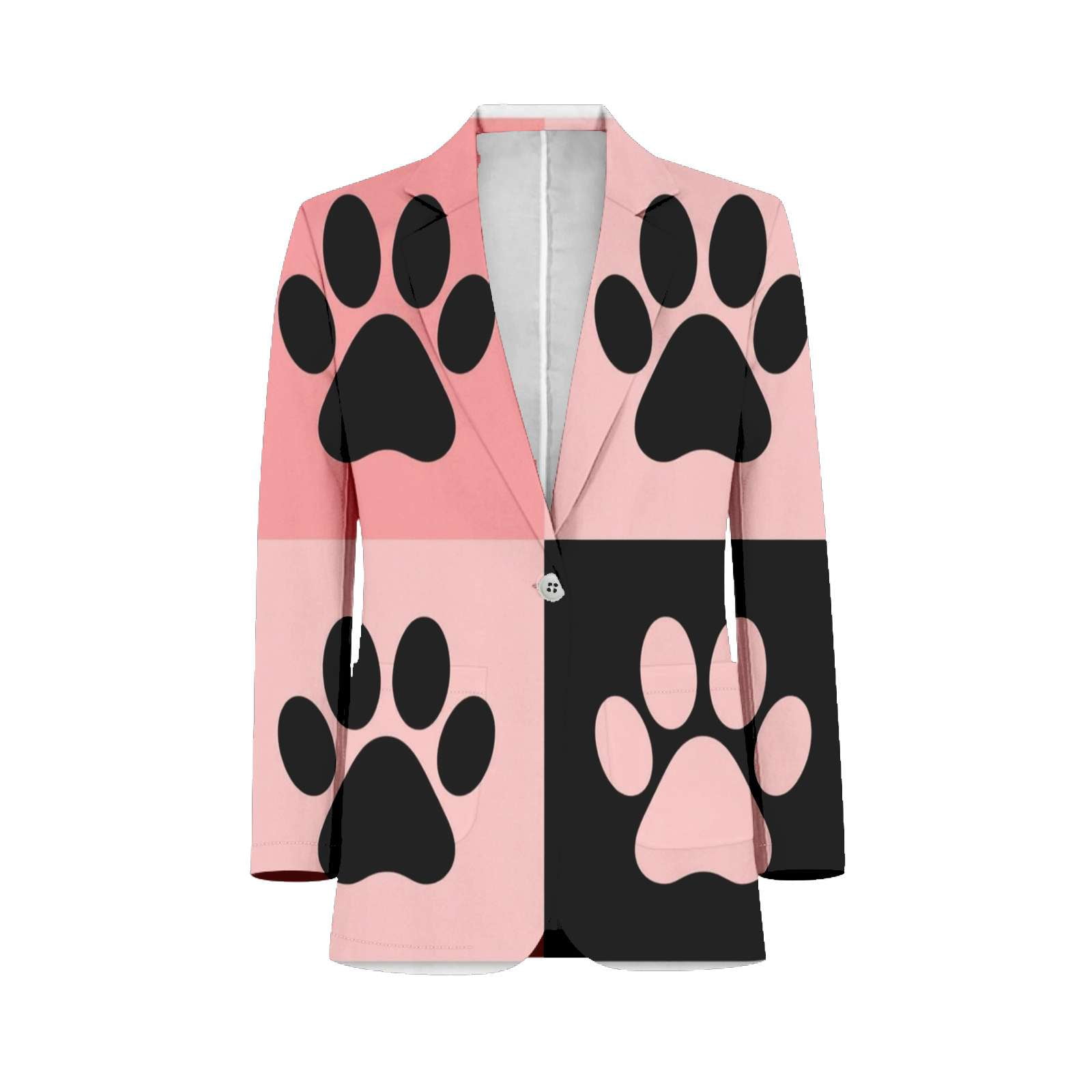 Paw Prints On Color Blocks Customized Men's Suits full man Shawl Collar ...