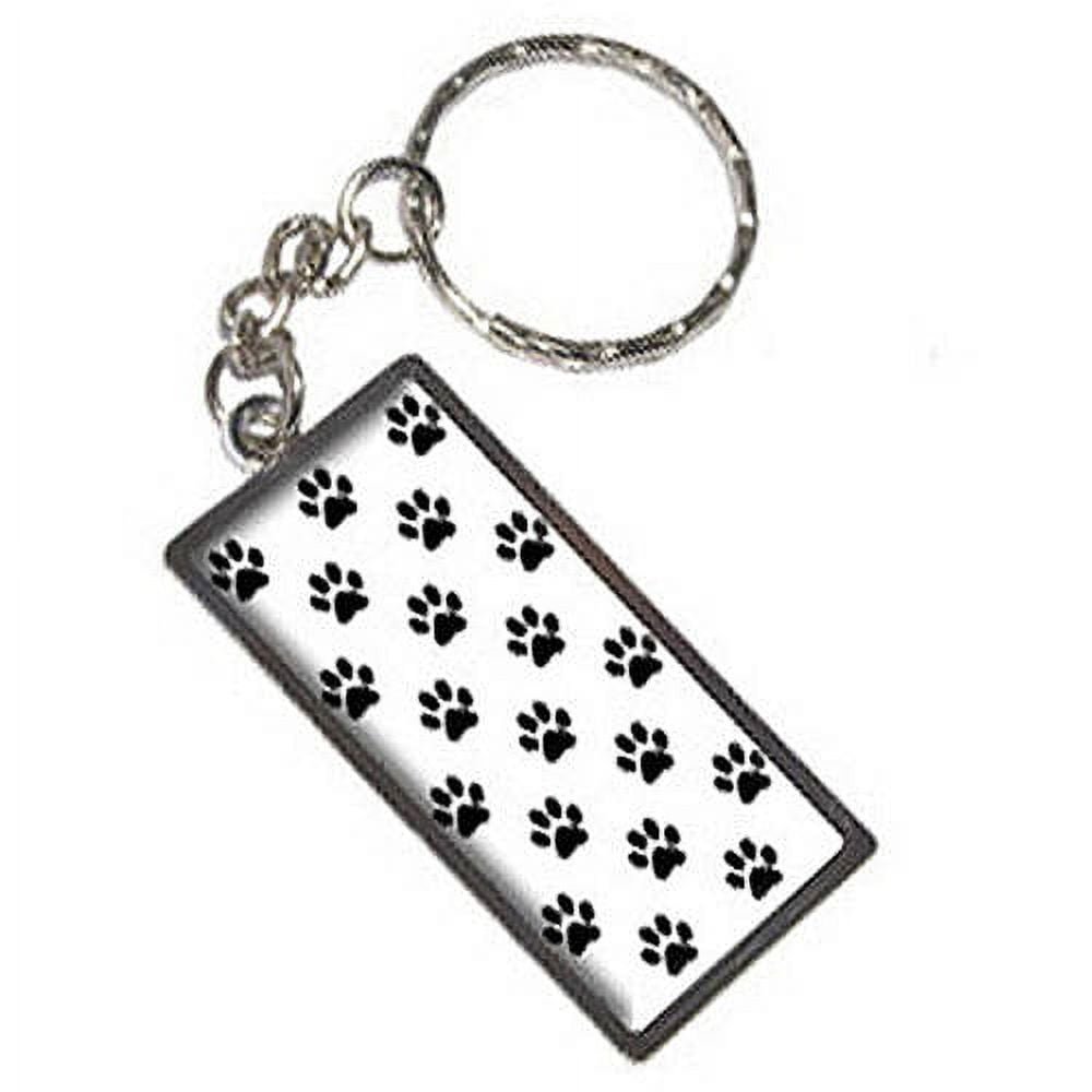 Paw Prints On Parade Black White Keychain Key Chain Ring - Walmart.com