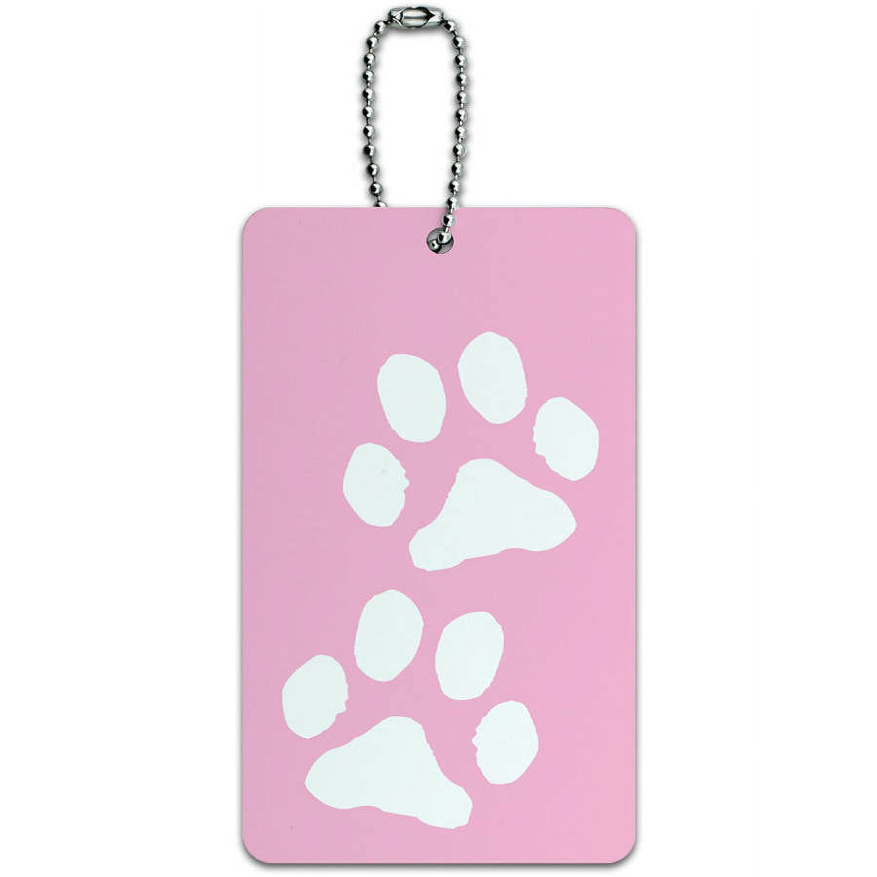 Paw Prints Pink ID Tag Luggage Card for Suitcase or Carry-On - Walmart.com