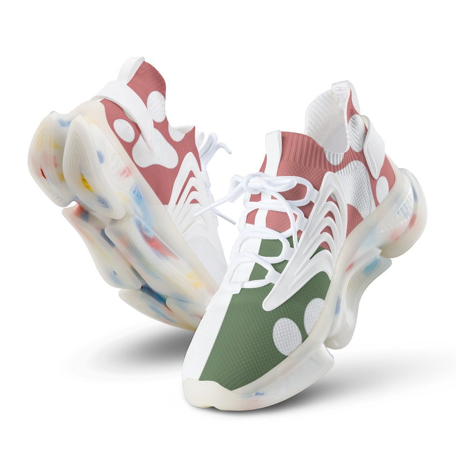 Paw Prints on Color Blocks Walking Shoes for Men Woman Lightweight ...