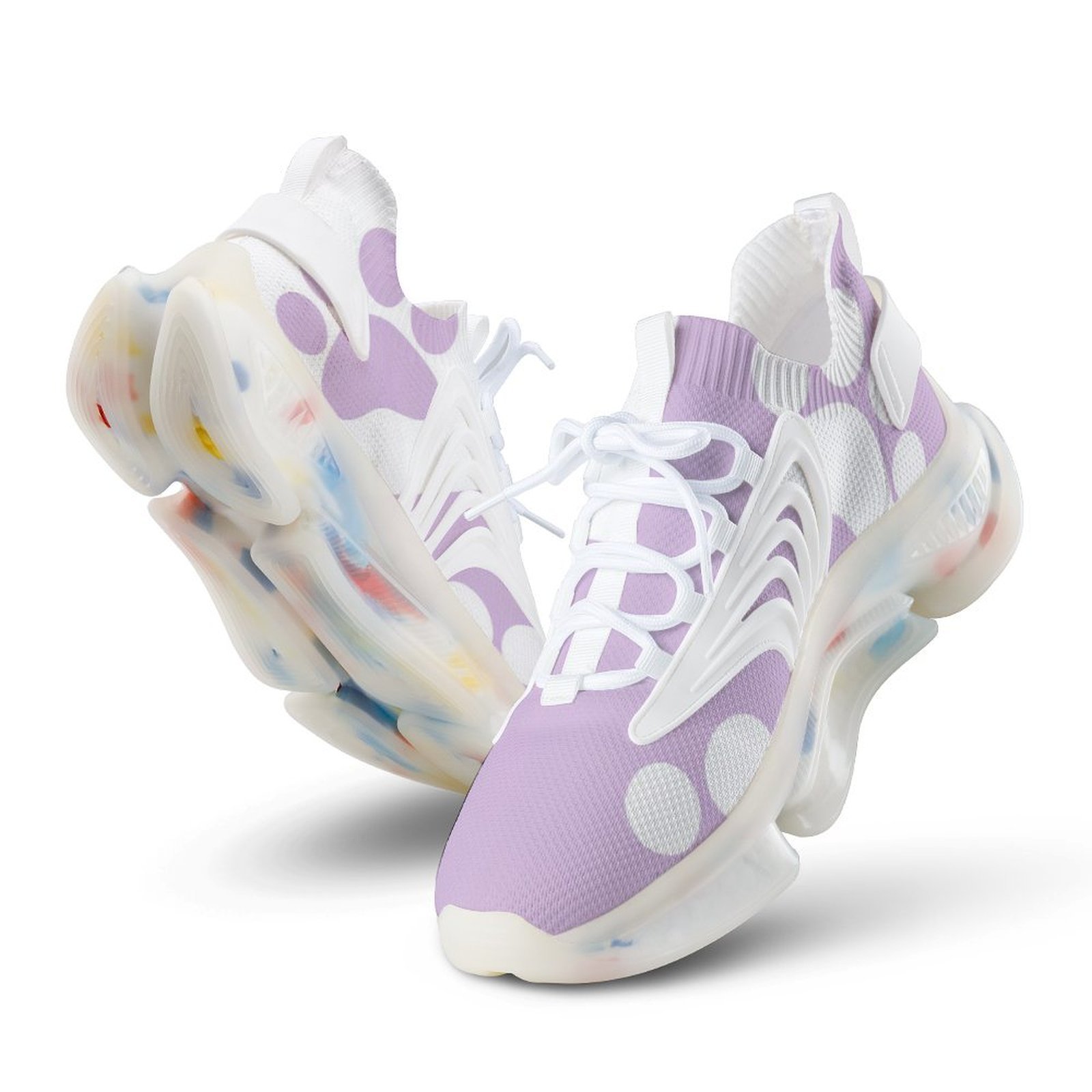 Paw Prints on Color Blocks Walking Shoes for Men Woman Lightweight ...