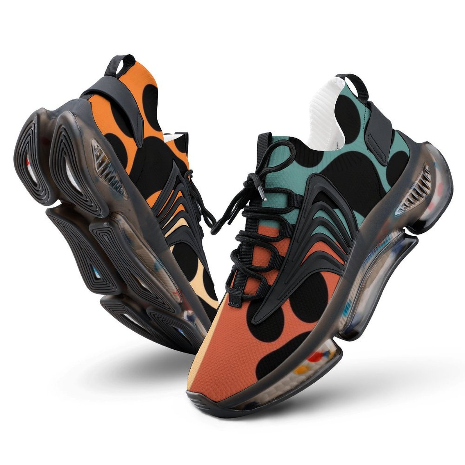 Paw Prints on Colorful Squares Walking Shoes for Men Woman Lightweight ...