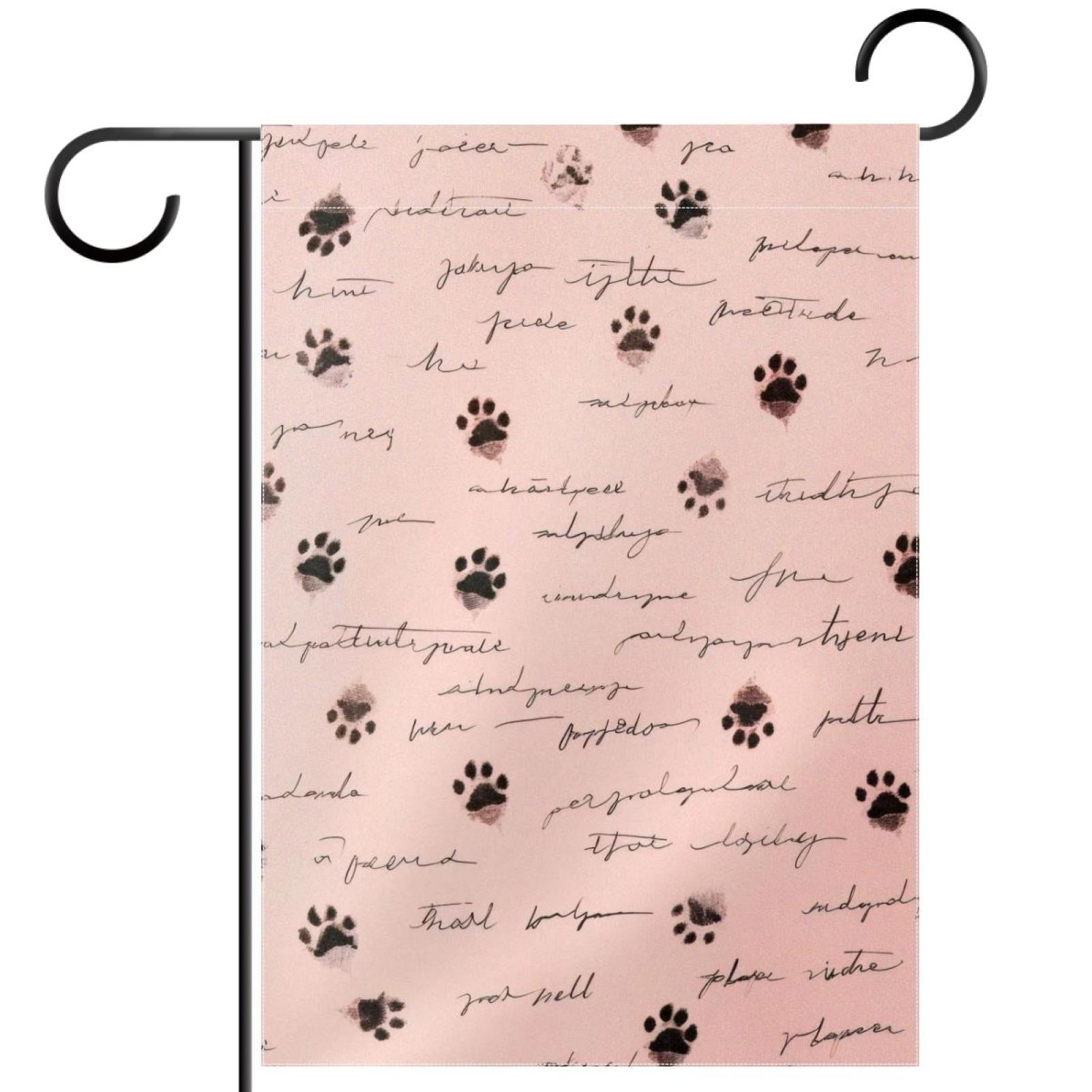 Paw Prints on Pink Background Welcome Garden Flags, 12 x 18 Inch Double ...