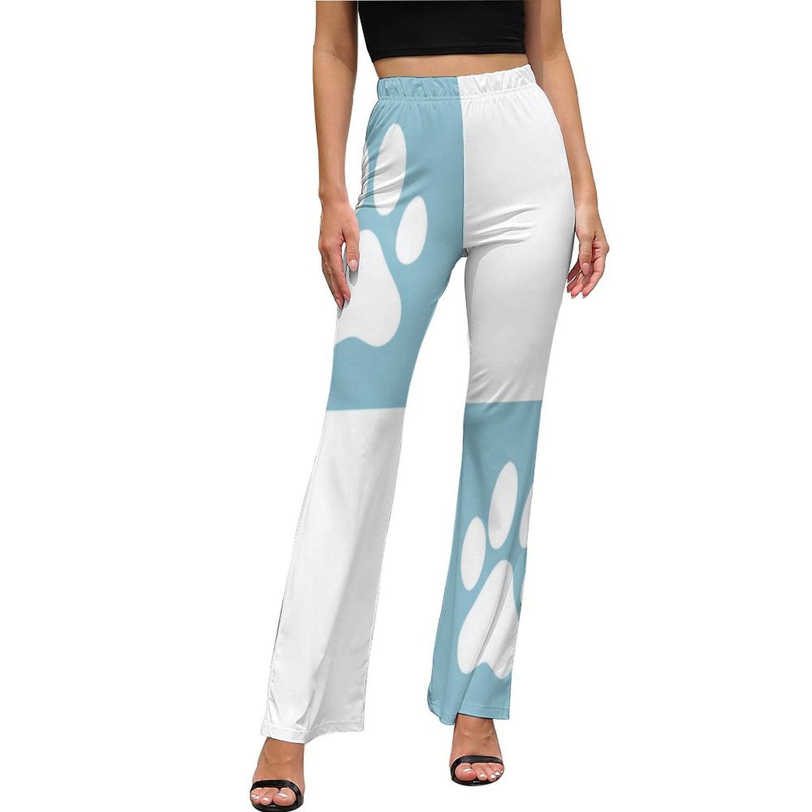 Paw Prints on Tiles High Waisted Casual Flared Trousers Summer Home ...