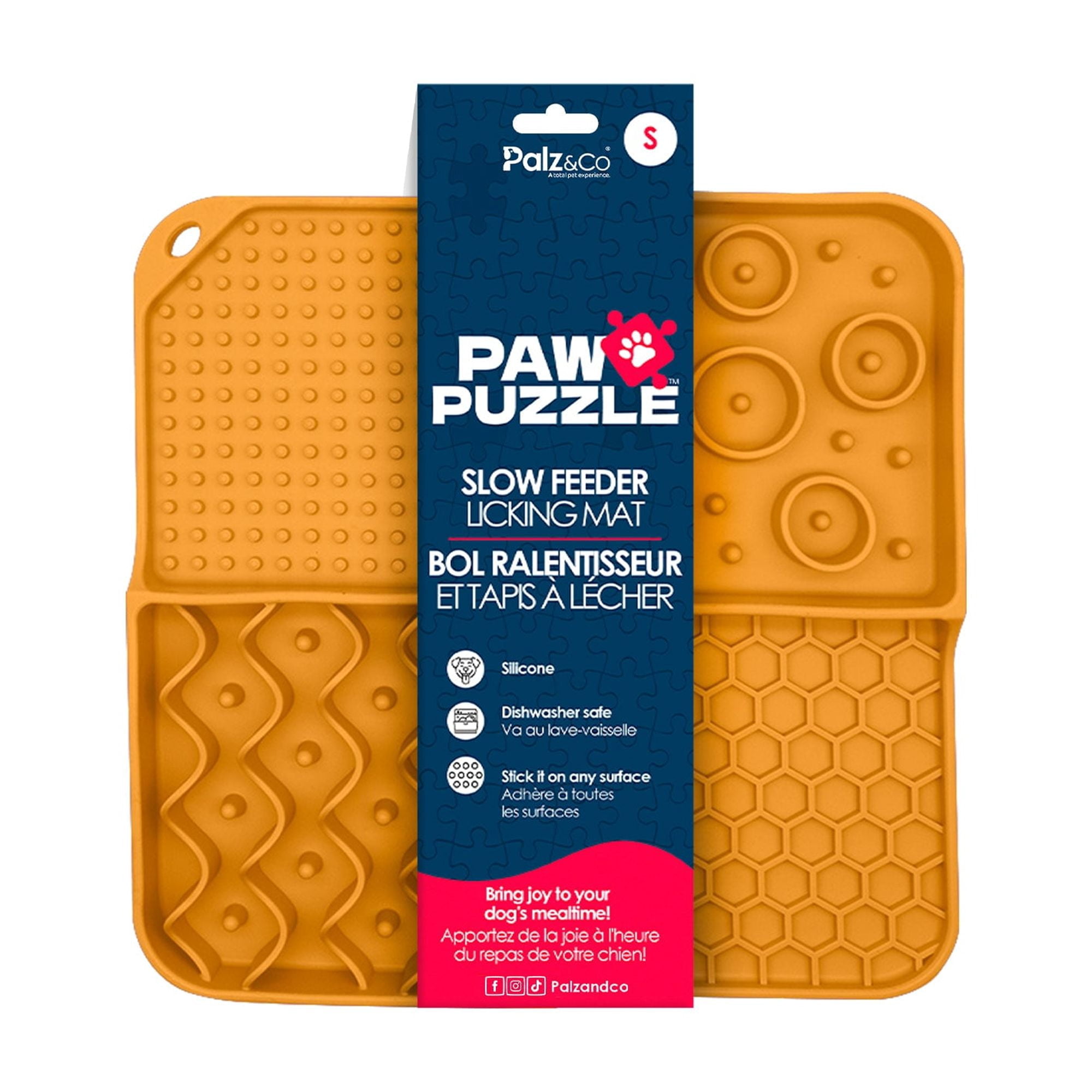 Paw Puzzle Silicone Slow Feeding Mat - Small Orange - Walmart.com