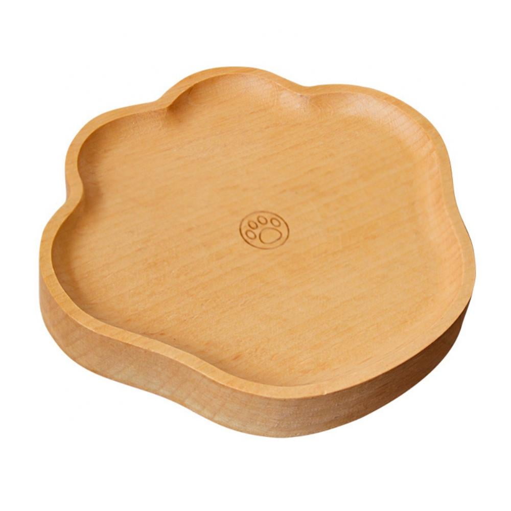 Paw Shape Wooden Coaster with Raised Lip, Cute Natural and Smooth ...