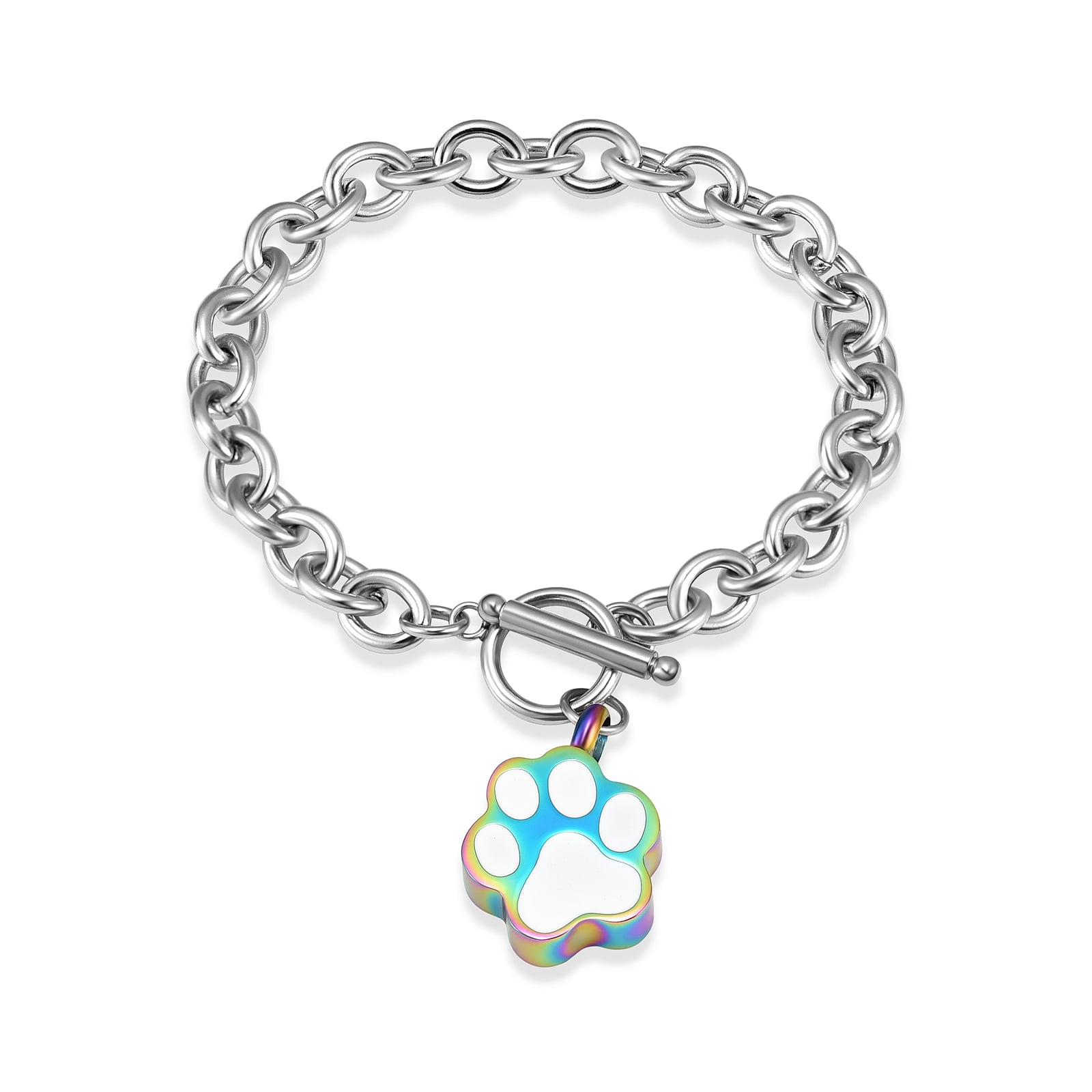 Paw Urn Locket Stainless Steel Chain Link Bracelet Cremation Jewelry ...