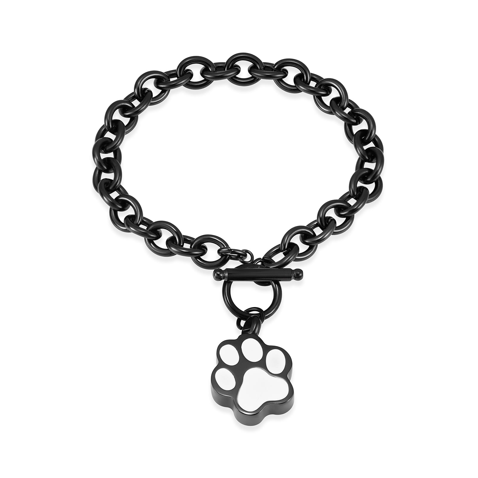 Paw Urn Locket Stainless Steel Chain Link Bracelet Cremation Jewelry ...