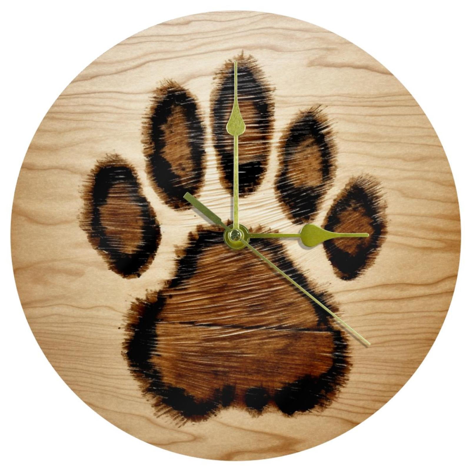 Paw prints 9.8 Inch Round Acrylic Wall Clock - Silent Non Ticking ...