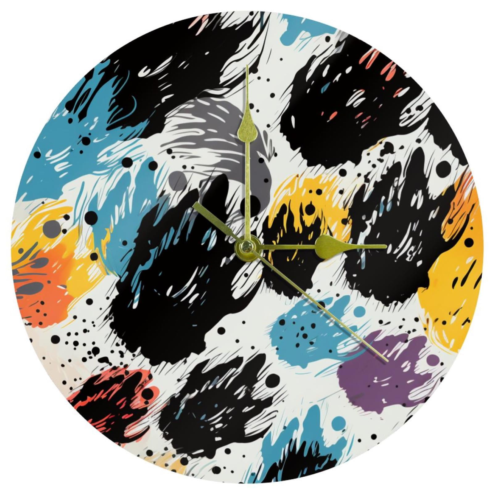 Paw prints Circular Acrylic Wall Clock - Stylish Timepiece for Modern ...