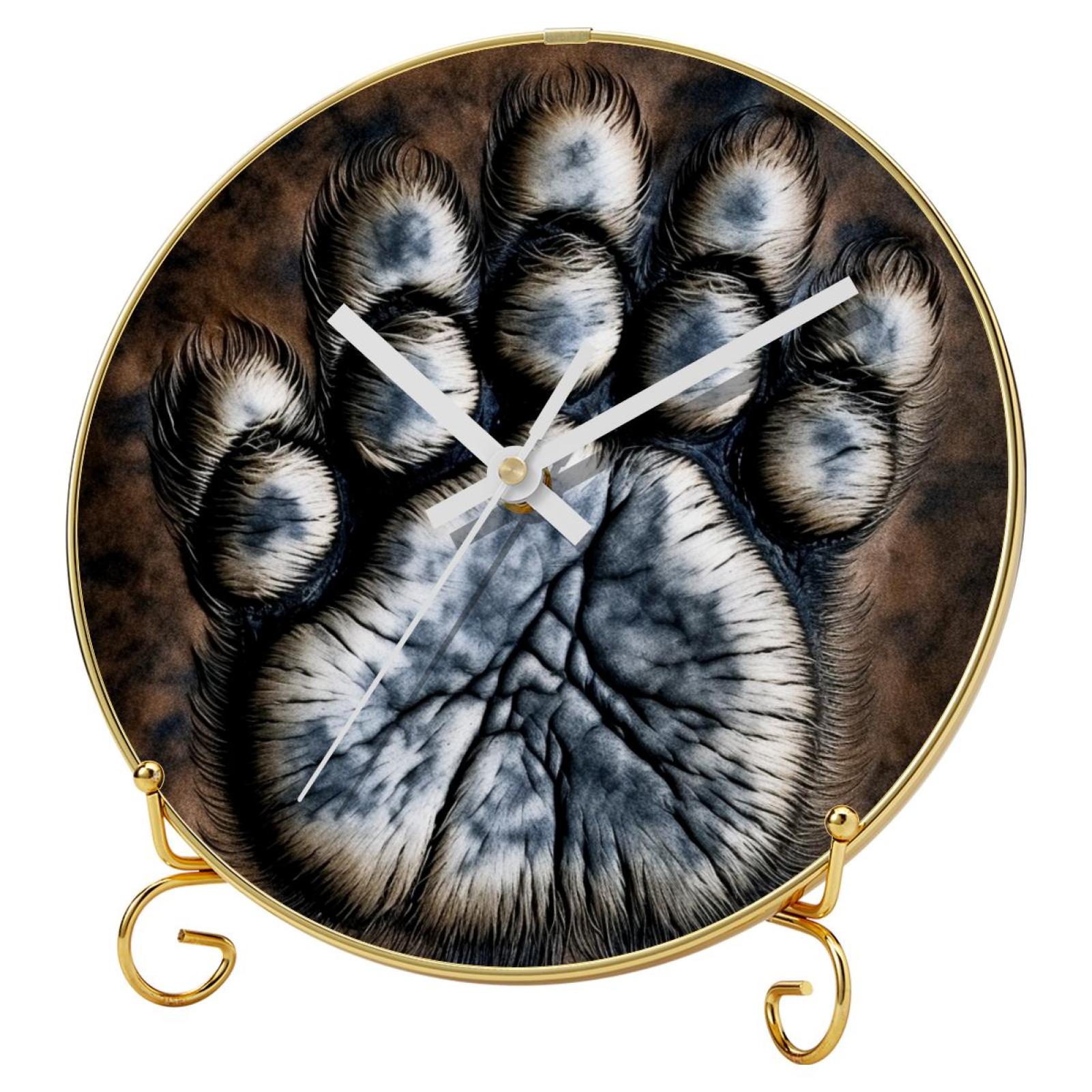 Paw prints Round Printed Wall Clocks with Hooks and Gold Stand - Silent ...