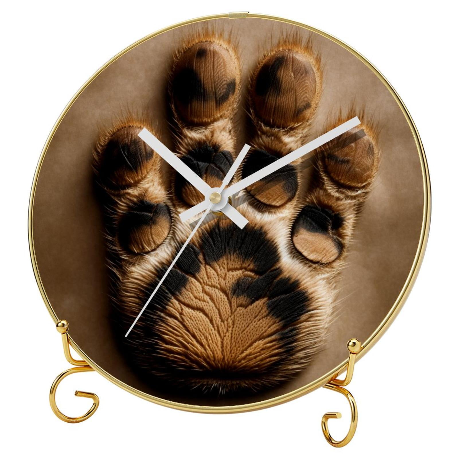 Paw prints Round Printed Wall Clocks with Hooks and Gold Stand - Silent ...
