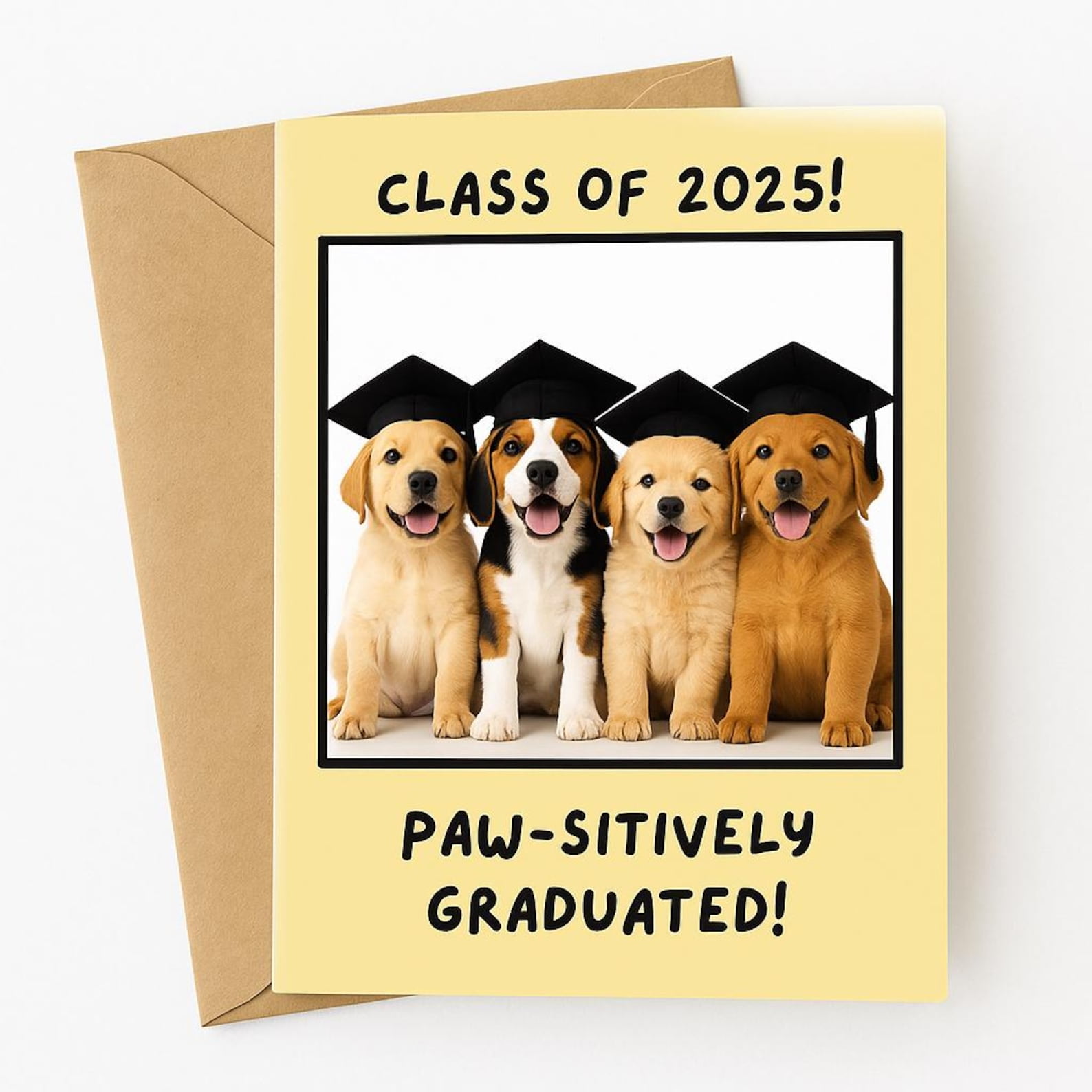Paw-sitively Graduated Card for Class of 2025 – Adorable Puppy Design ...