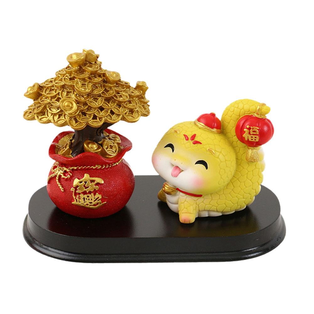PawCasa Chinese Fortune Tree Money Resin Craftsman Snake Gold Money ...