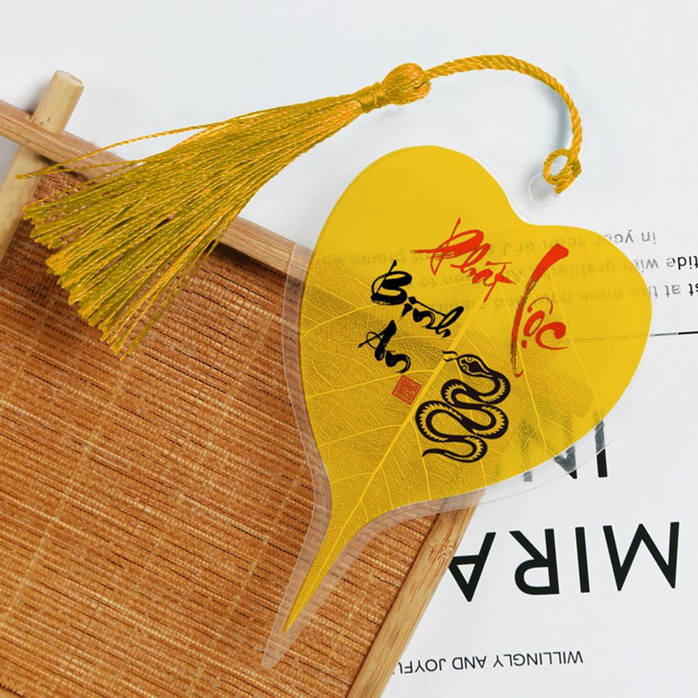 PawCasa Handmade Chinese Style Leaf Vein Bookmark with Tassels Gift ...