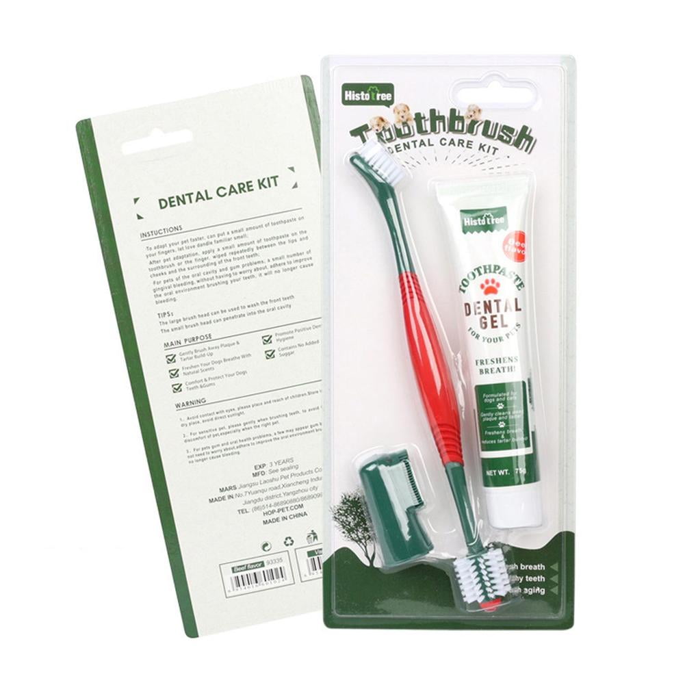 PawCasa Pet Toothbrush Toothpaste Kit Finger Brush Clean Tth Dog Mouth ...