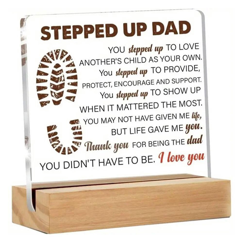 PawCasa Stepped Up Dad Gift From Son Daughter Acrylic Ornament Sign ...