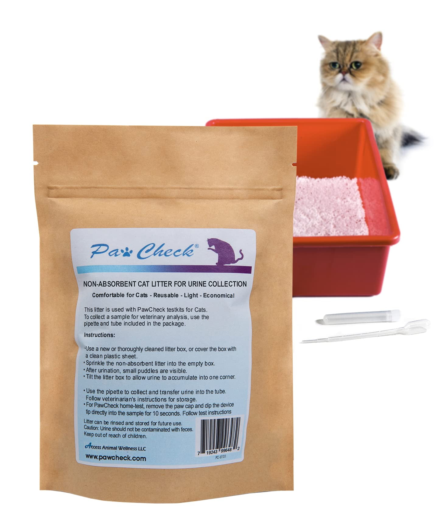 PawCheck Cat Litter for Urine Collection - Reusable and Non-Absorbent ...