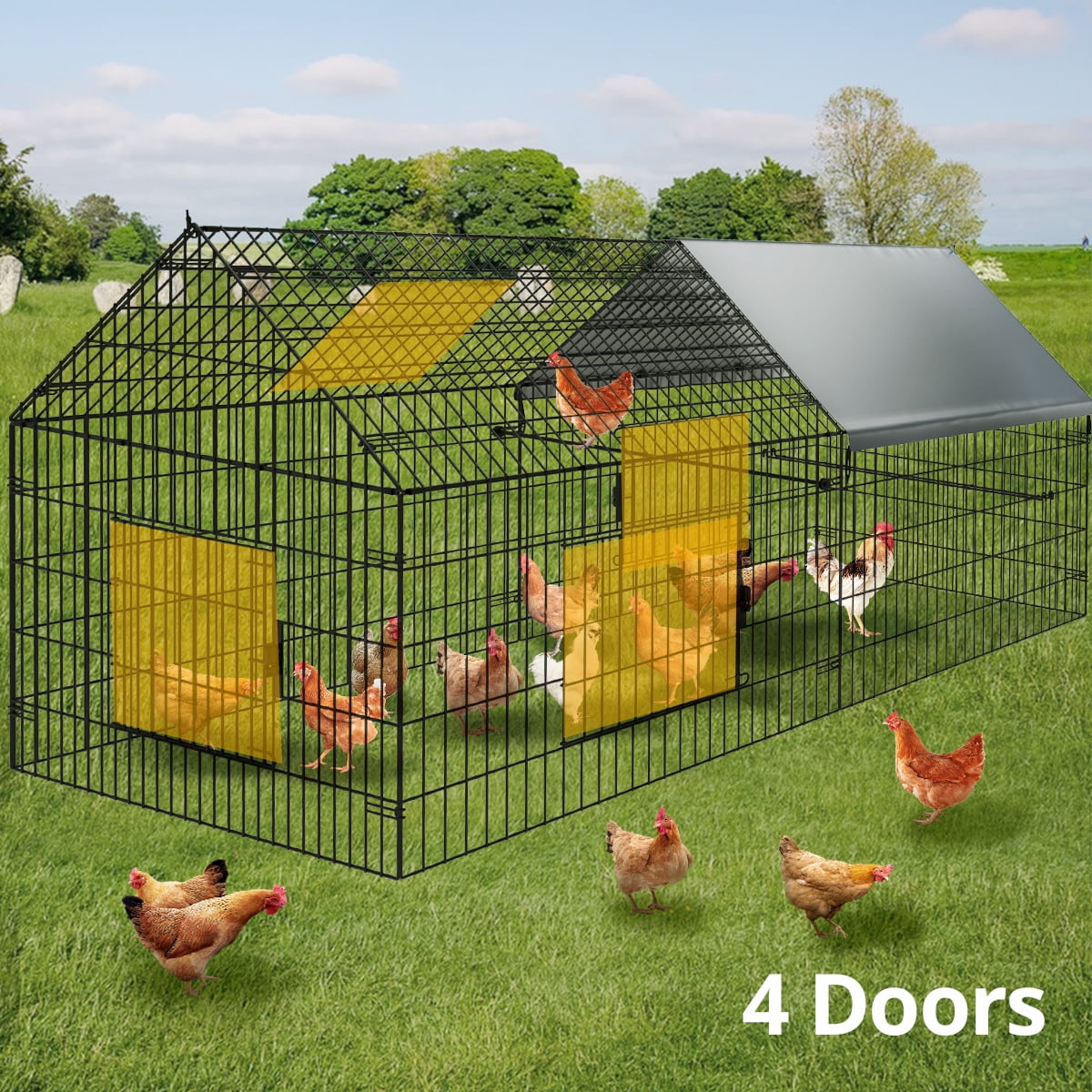 PawGiant XLarge 86''x40'' Predator Proof Chicken Coop, Waterproof Metal ...