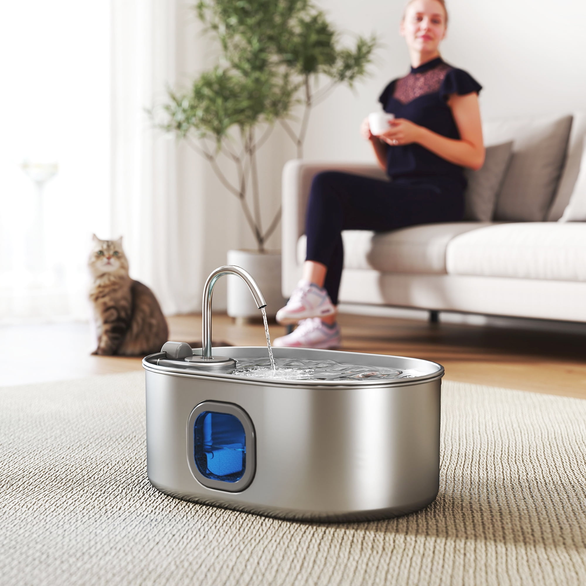 PawHut 246 oz./7L Stainless Steel Cat Water Fountain, Pet Water ...
