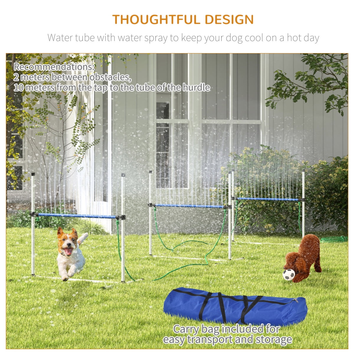 PawHut 3 Piece Dog Agility Training Equipment Set With Adjustable ...