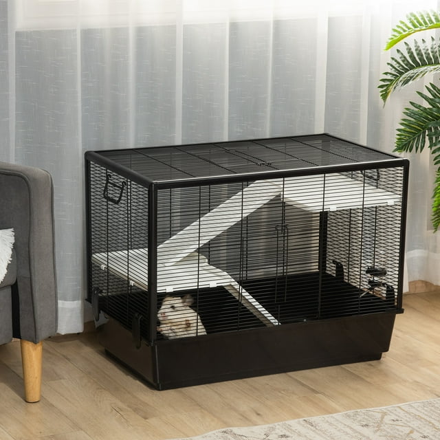 PawHut 3-tier Hamster Cage Guinea Pig Cage w/ Food Dish Water Bottle ...