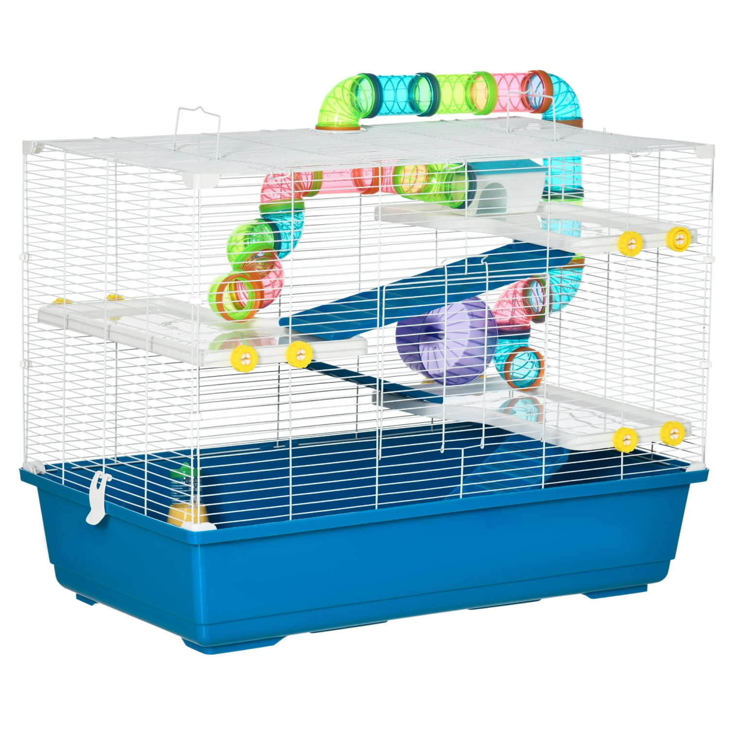 PawHut 31” Extra Large Hamster Cage with Tubes and Tunnels 4 Tier Small ...