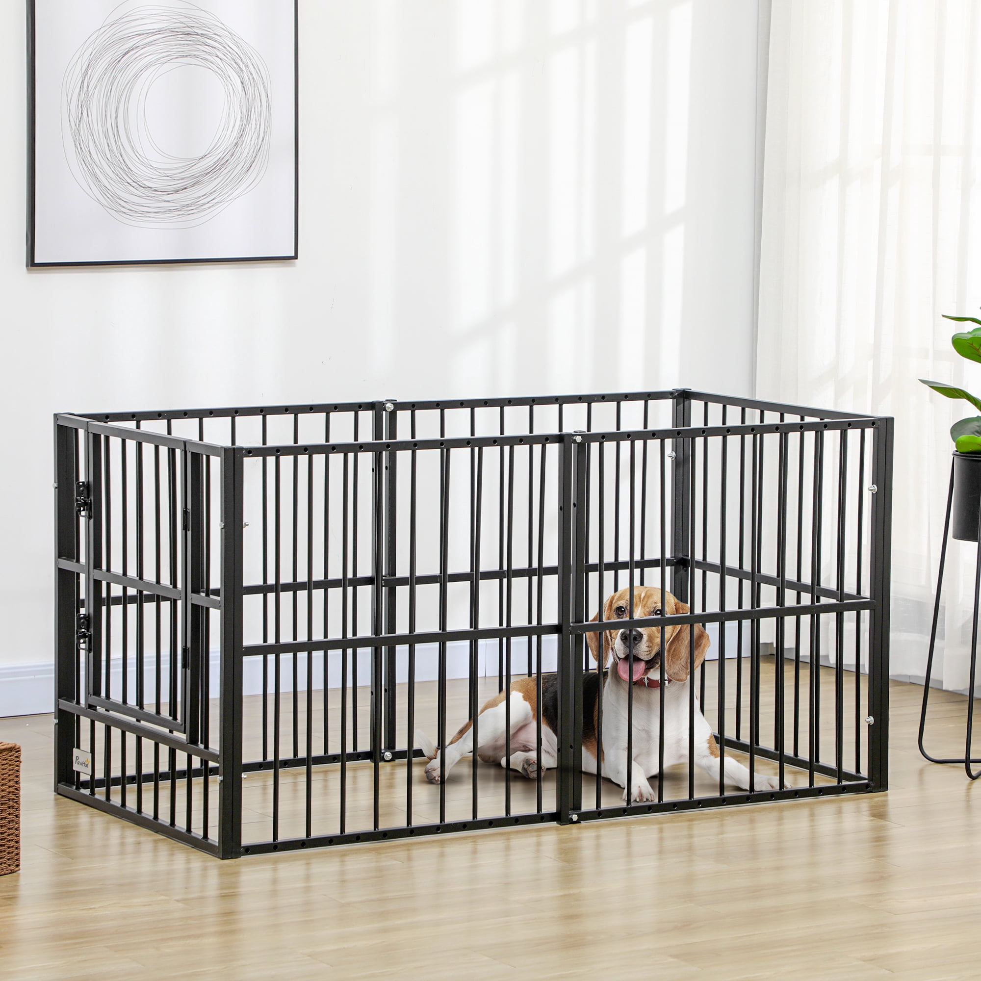 "PawHut Pet Play Yard: 33"" - 60"" Adjustable Indoor-Outdoor Enclosed ...