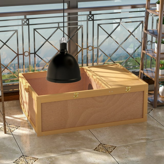 PawHut 37" Wooden Tortoise House Turtle Terrarium/ Small Reptile ...