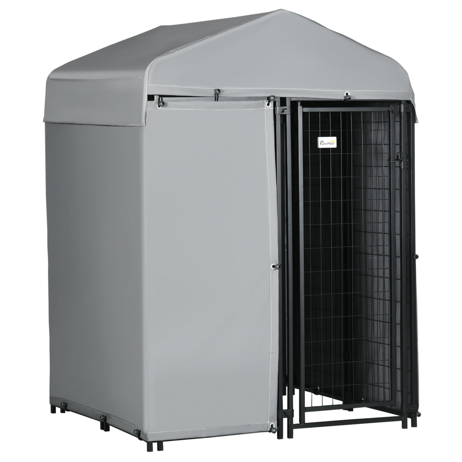 PawHut 4‘ x 4‘ x 6‘ Outdoor Dog Kennel with Waterproof Canopy Removable ...