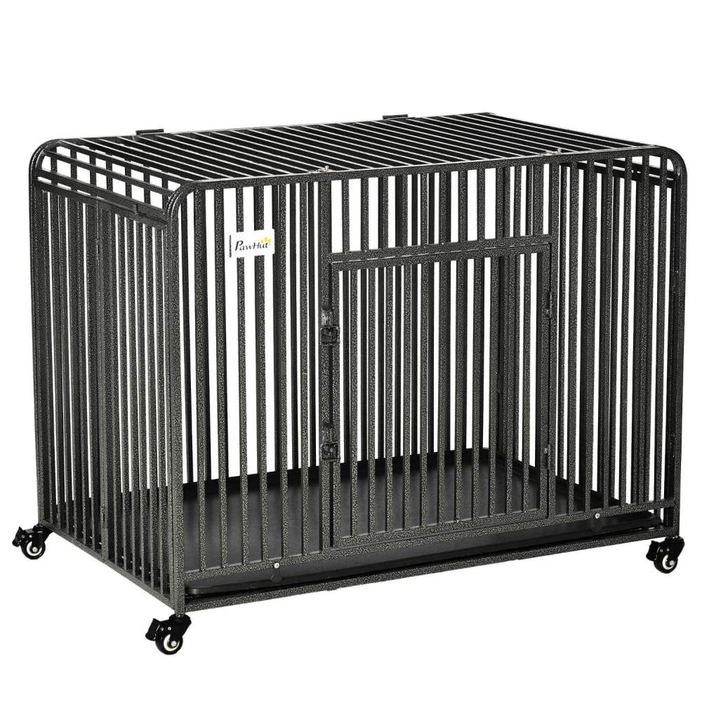 PawHut 43” Chew Proof Heavy Duty Dog Crate for Large Medium Dogs ...