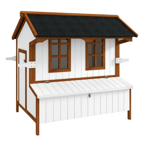 PawHut 47" Chicken Coop Wooden Chicken House Rabbit Hutch Raised ...