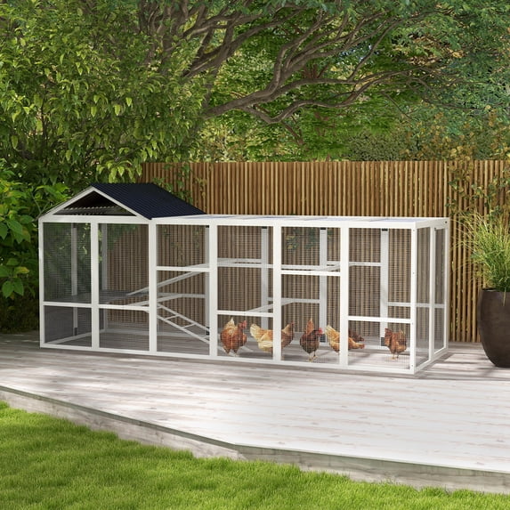 PawHut Large Outdoor Predator Proof Wooden Chicken Coop Run for 6-10 ...