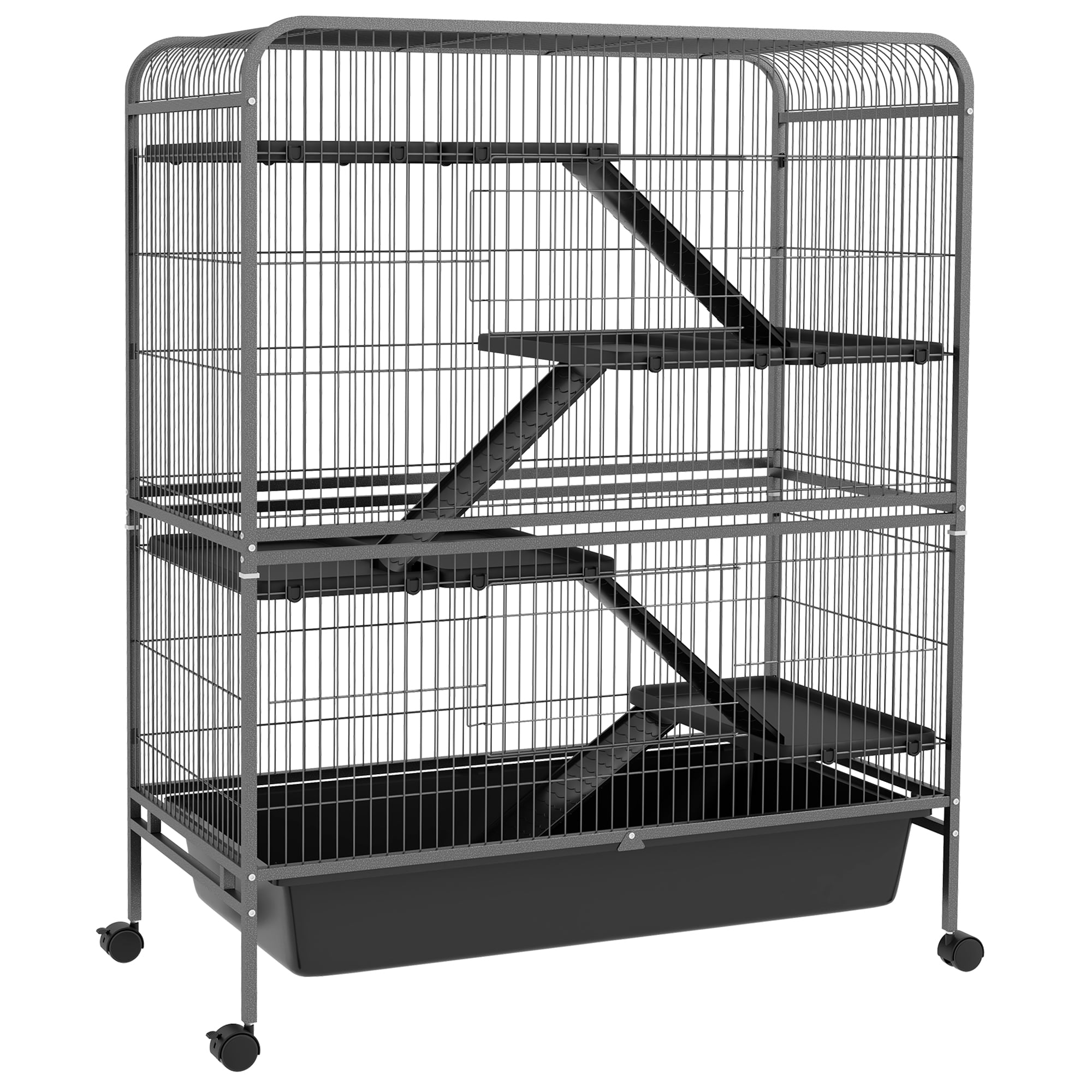 PawHut 53.5" Small Animal Cage, 5-Level Metal Ferret or Bunny Cage with ...