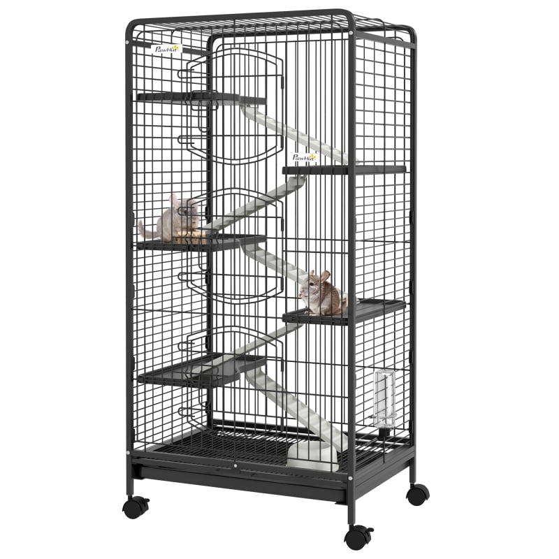 PawHut 6 Level Small Animal Cage for Dwarf Rabbits, Pet Minks, and ...
