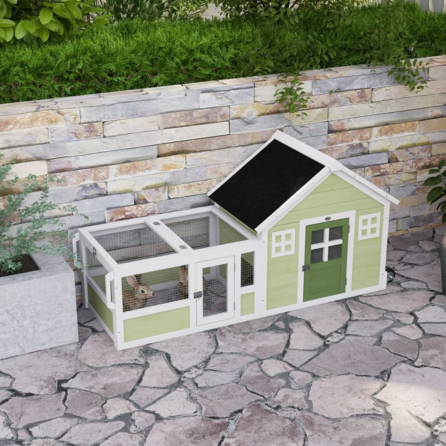 PawHut Extra Large Indoor/Outdoor Bunny Cage, Small Animal Coop with ...