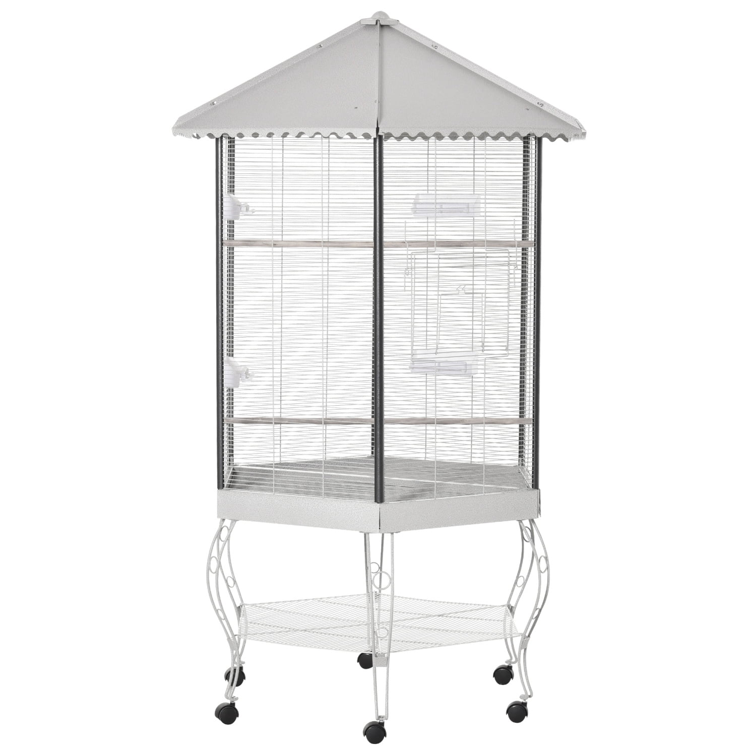 PawHut 77” Hexagon Flight Bird Cage with Storage Cover – Aviary Upgrade ...