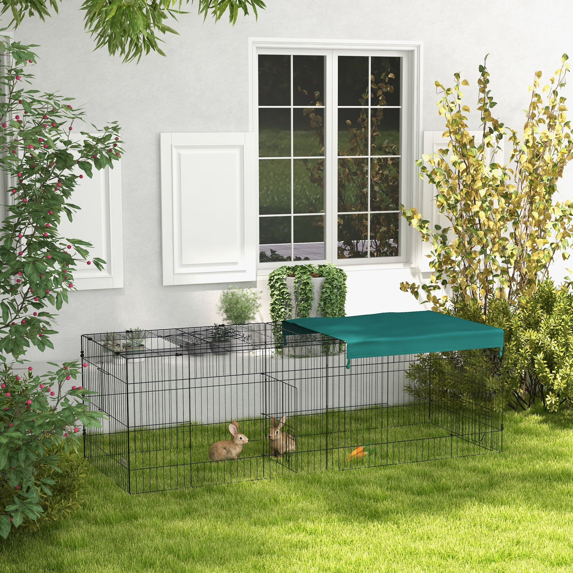 PawHut 87" Small Animal Playpen, Pet Playpen Yard Fence for Rabbits ...