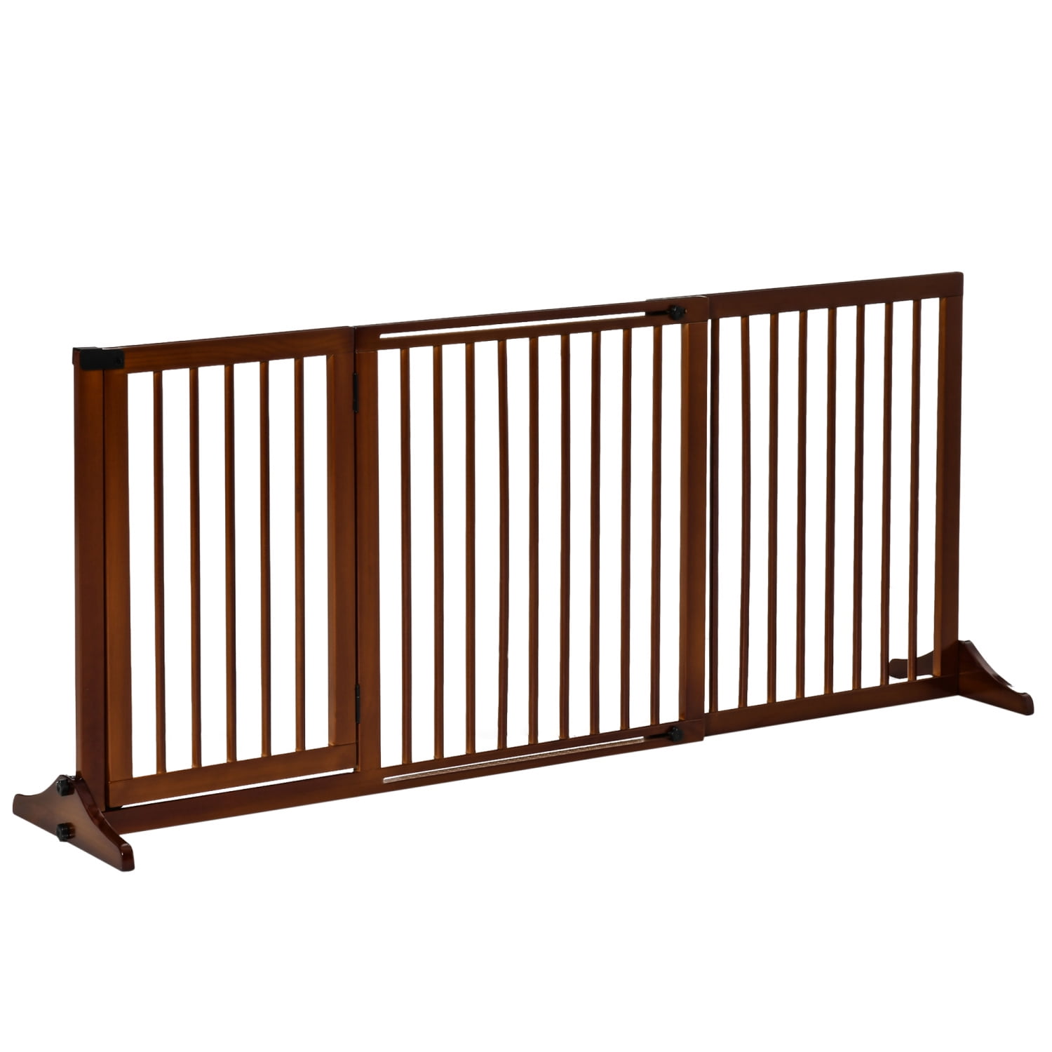 PawHut Adjustable Wooden Pet Gate Freestanding Dog Fence for Doorway ...