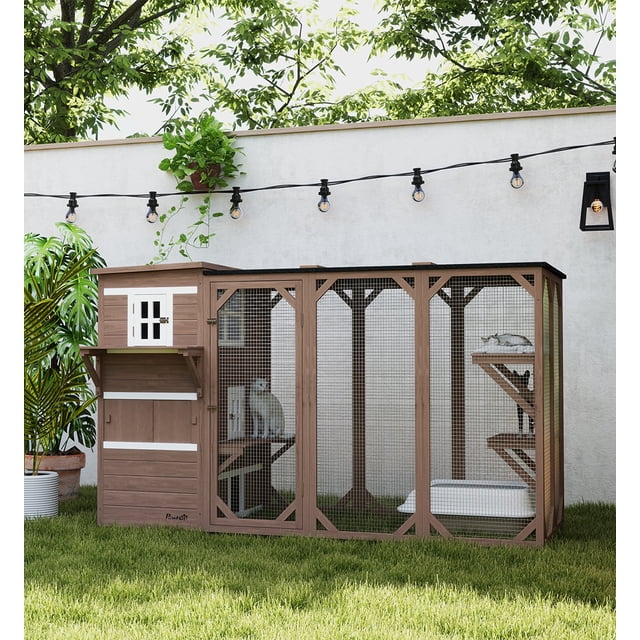 PawHut Catio Outdoor Cat Enclosure, Large Cat House for 3 Kitties ...