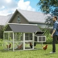 PawHut Chicken Coop with Run, Large Wooden Chicken House with 2 Nesting ...