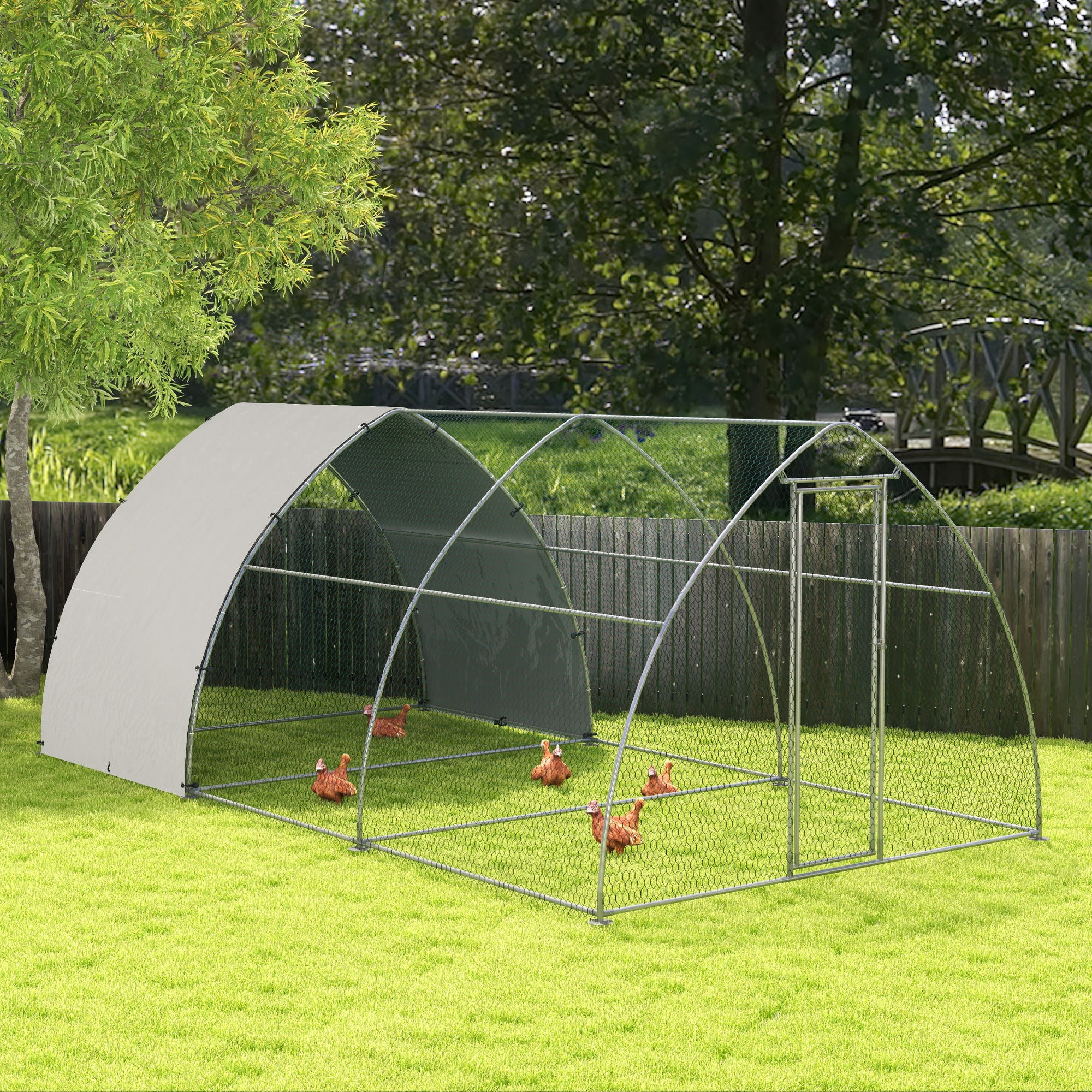 PawHut Chicken Run with Cover for 14-18 Chickens, 10' x 18.4' x 7.2 ...