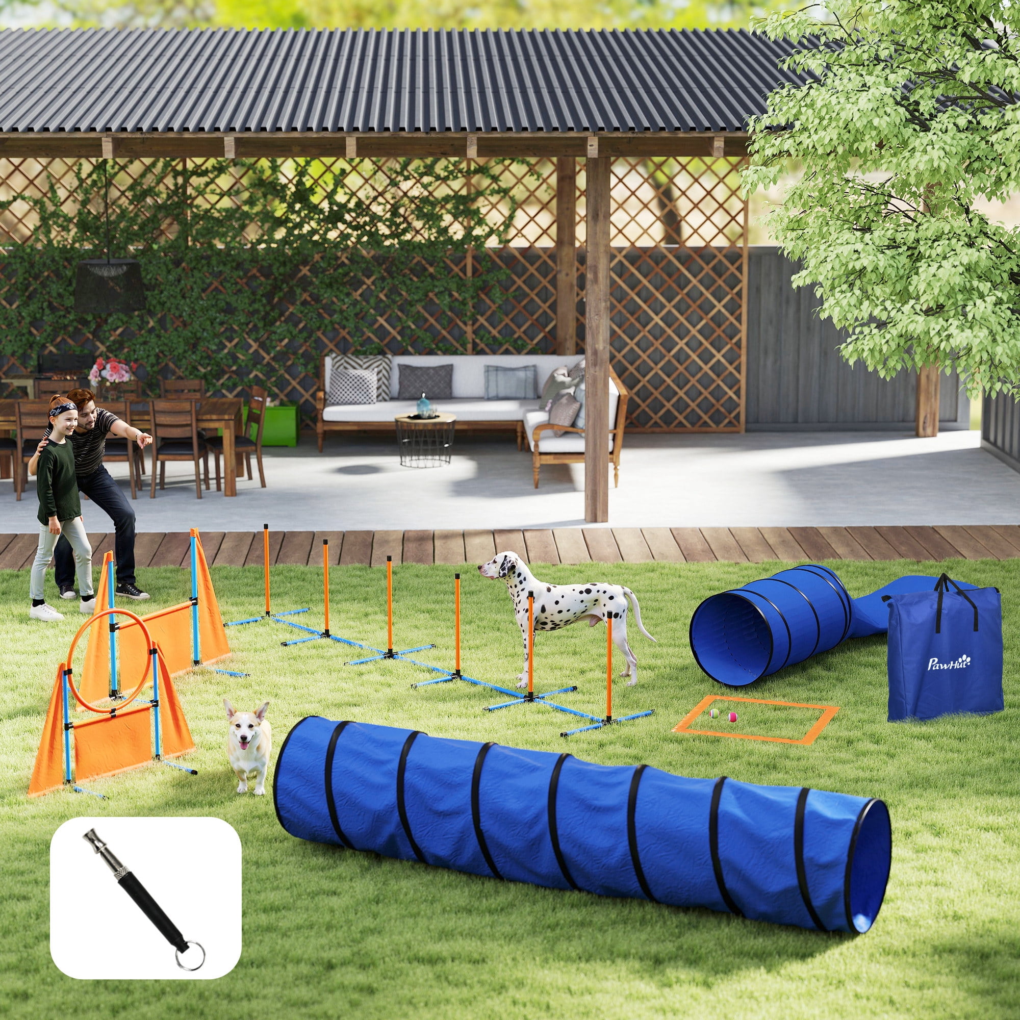 PawHut Dog Agility Training Equipment Set Outdoor, 10 PCs Complete Dog ...