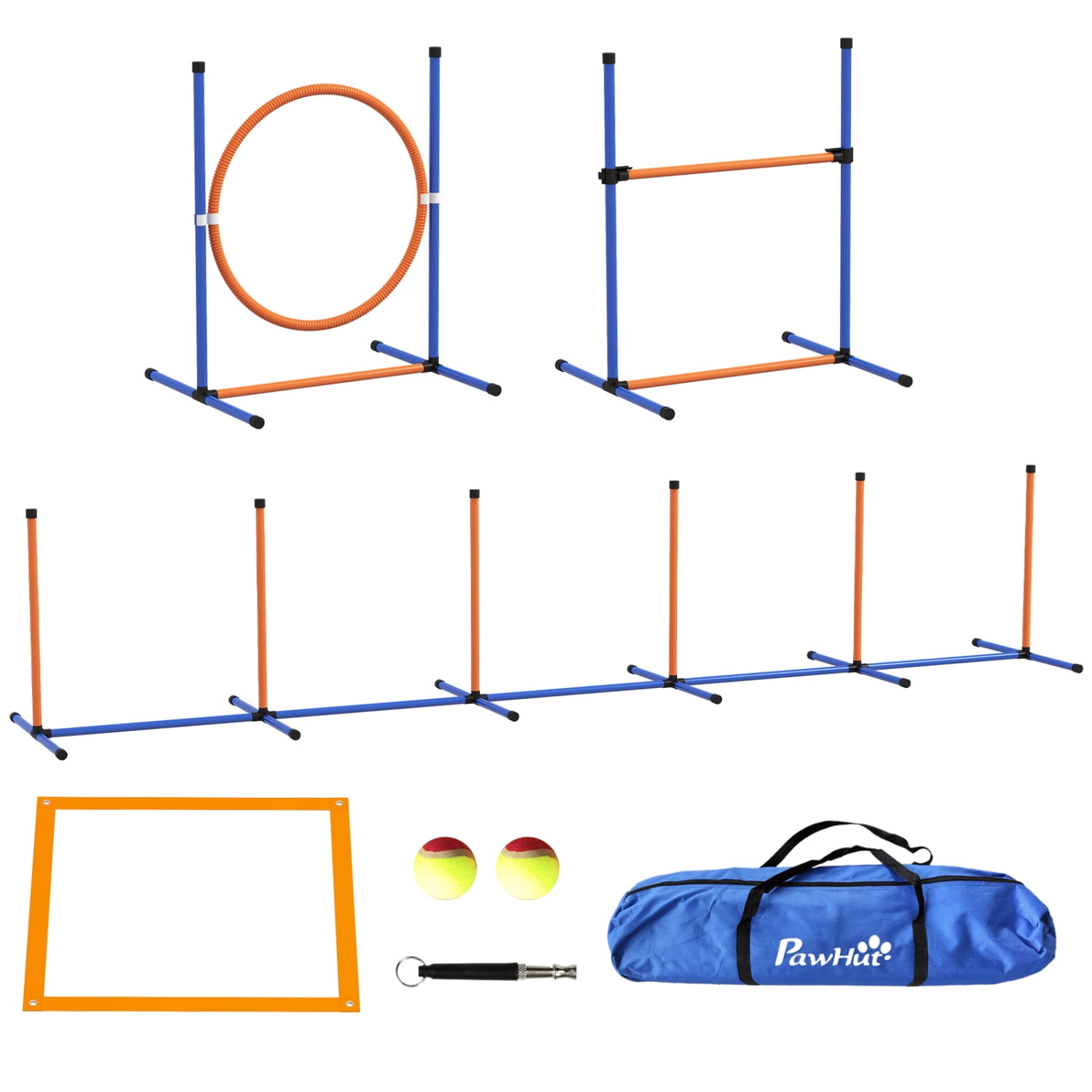 PawHut Dog Agility Training Equipment Set with Weave Poles Hurdle ...
