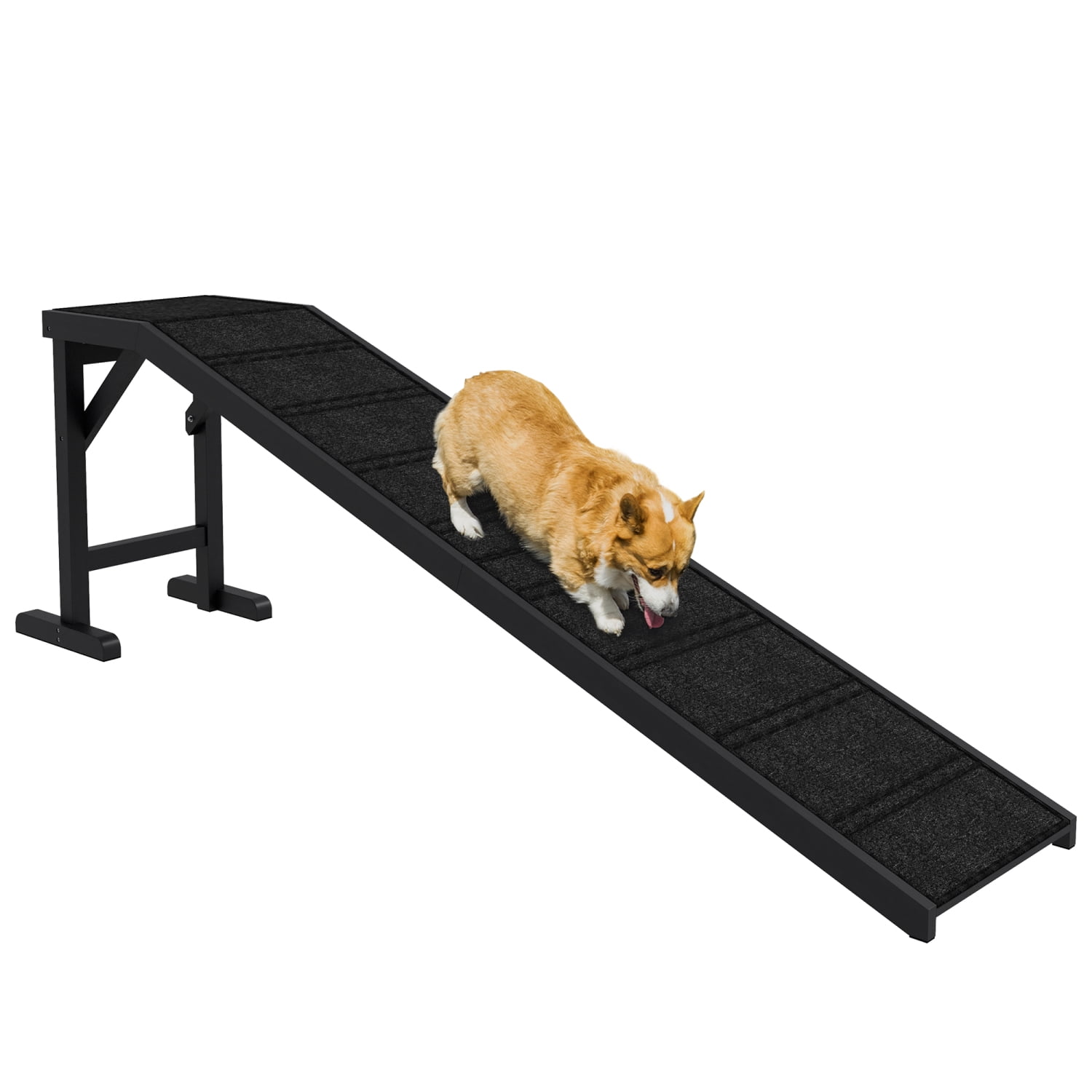 PawHut Dog Ramp Bed Non-Slip Platform Comfortable Pet Sleep Accessory ...