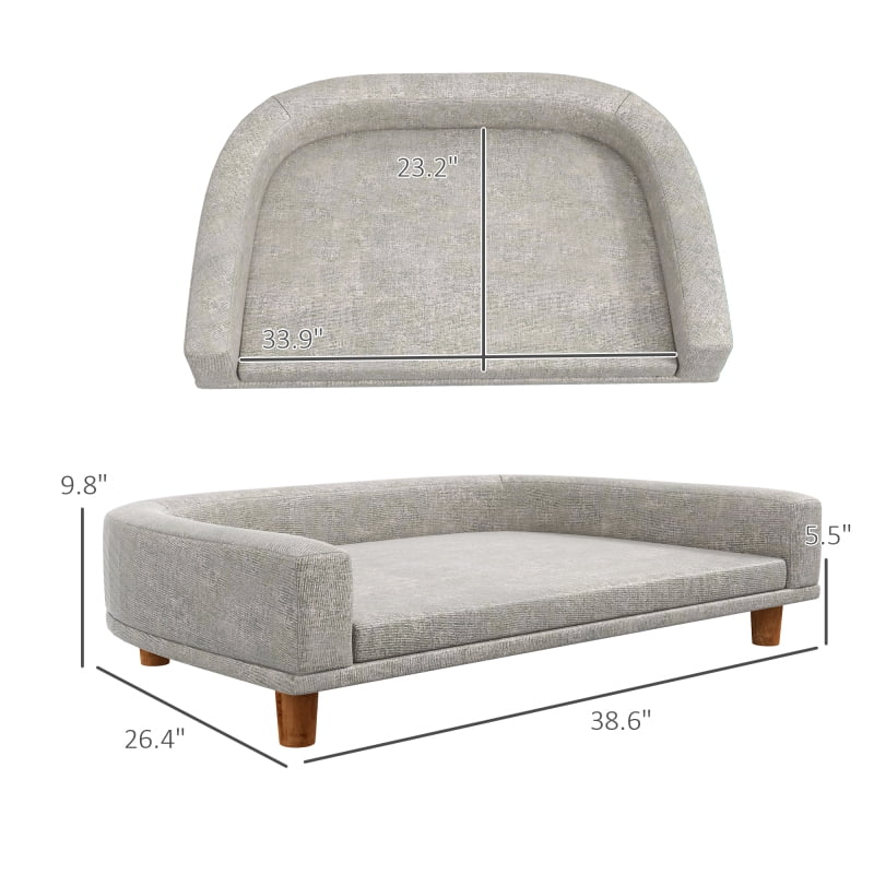 PawHut Dog Sofa Couch, Pet Bed with Comfortable Luxury Cushion ...