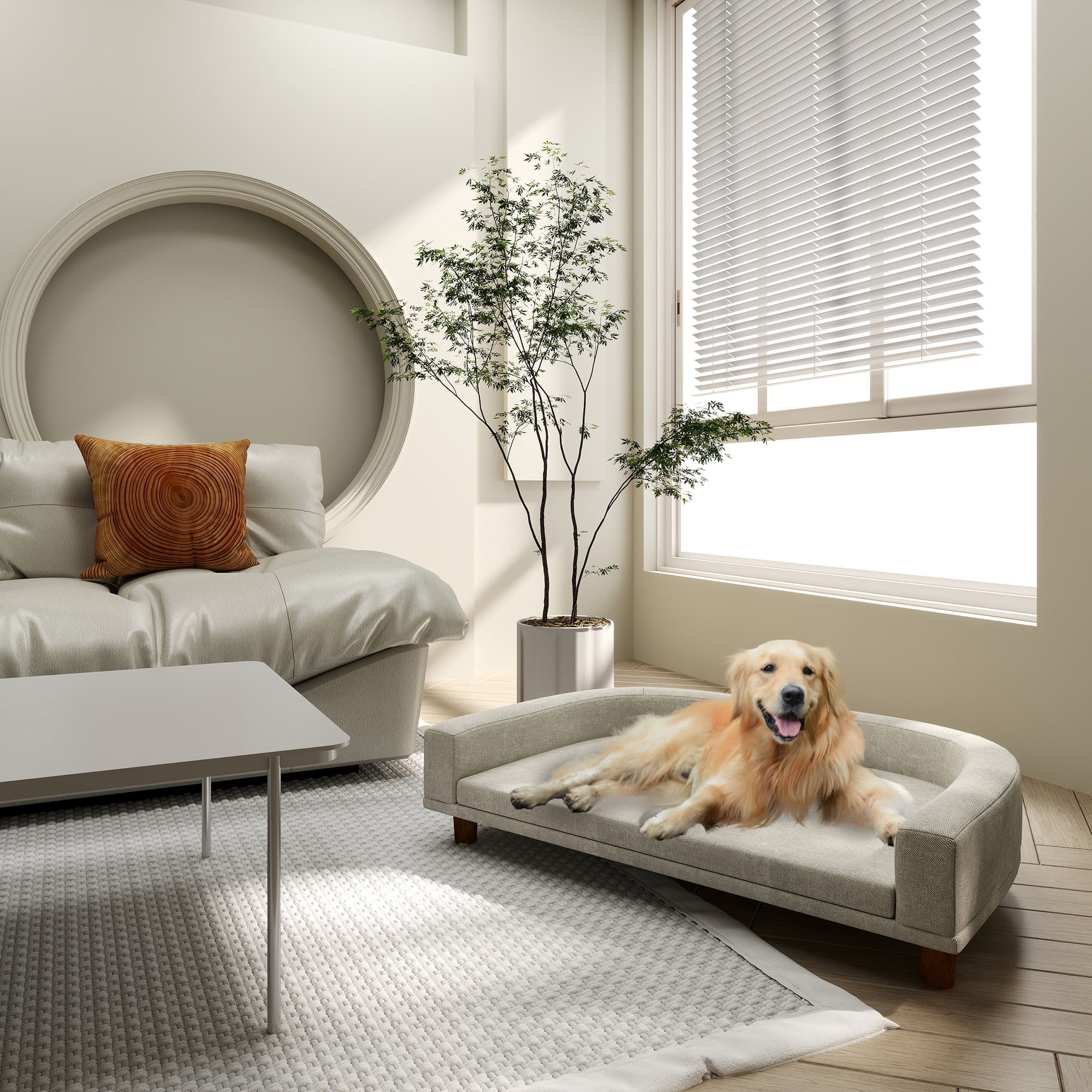 PawHut Dog Sofa Couch with Washable Cushion for Large Dogs, Cats, Gray ...
